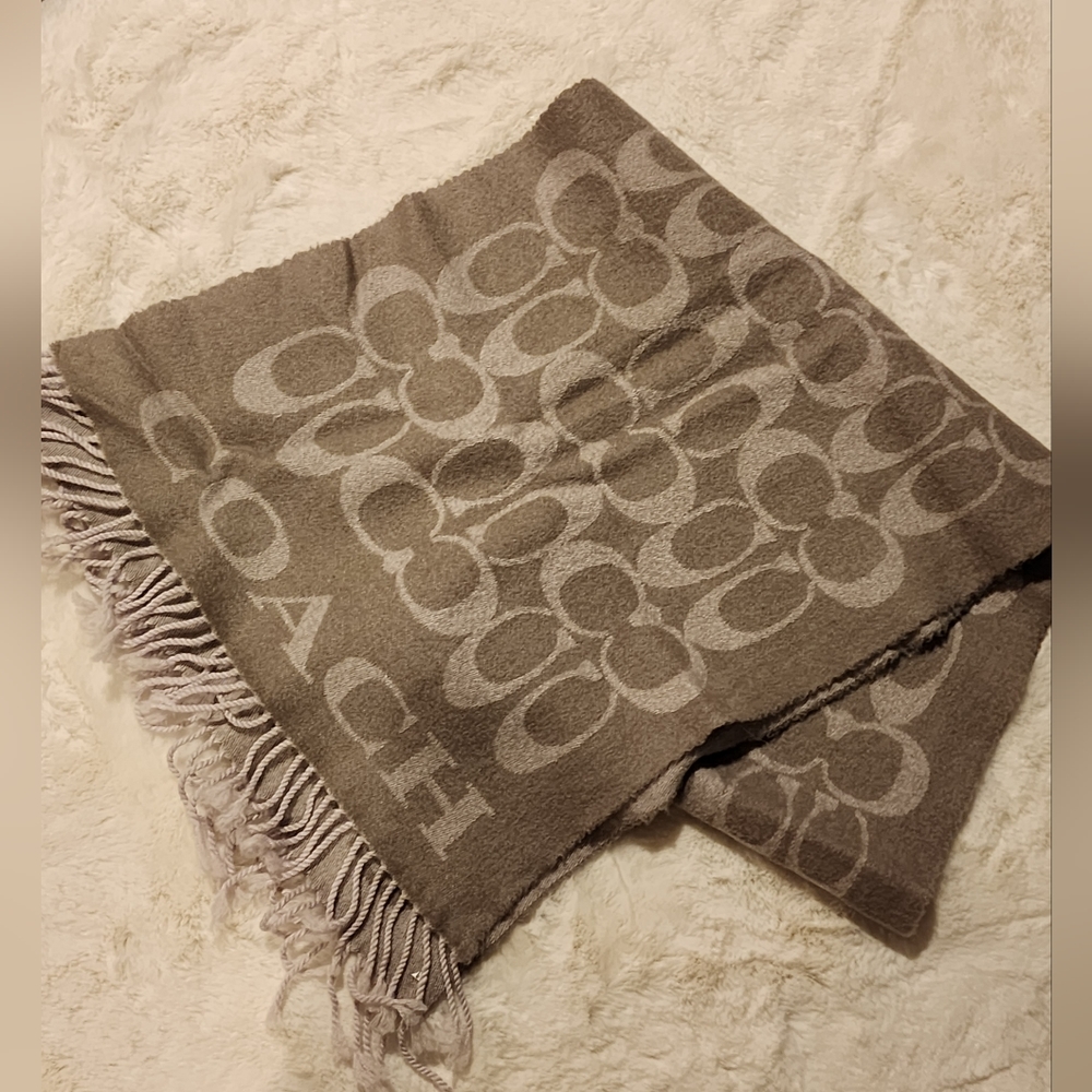 Coach Cashmere Reversible Signature Monogrammed Scarf - Gem